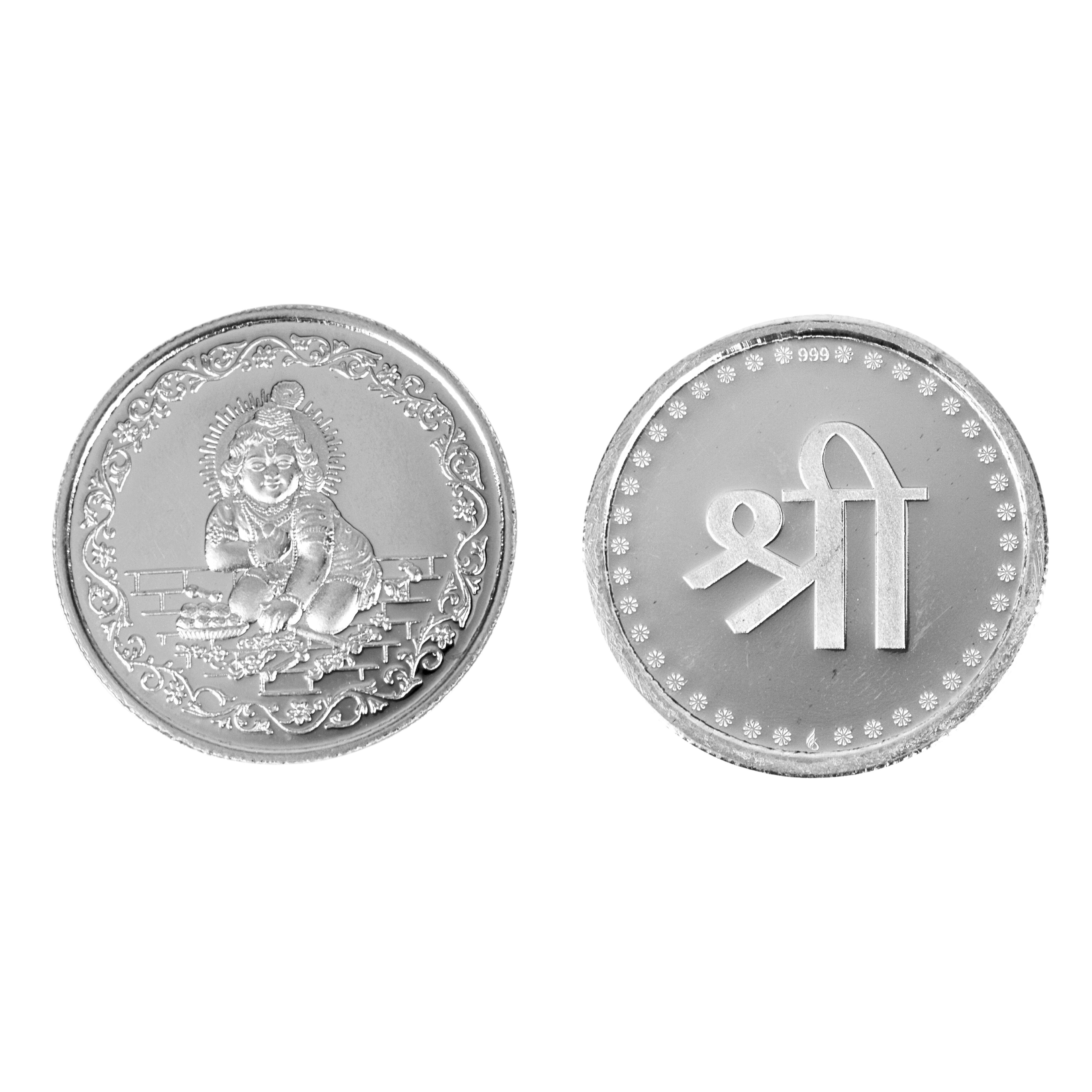 SATLAA 925 Silver Silver Krishna 10G Coin