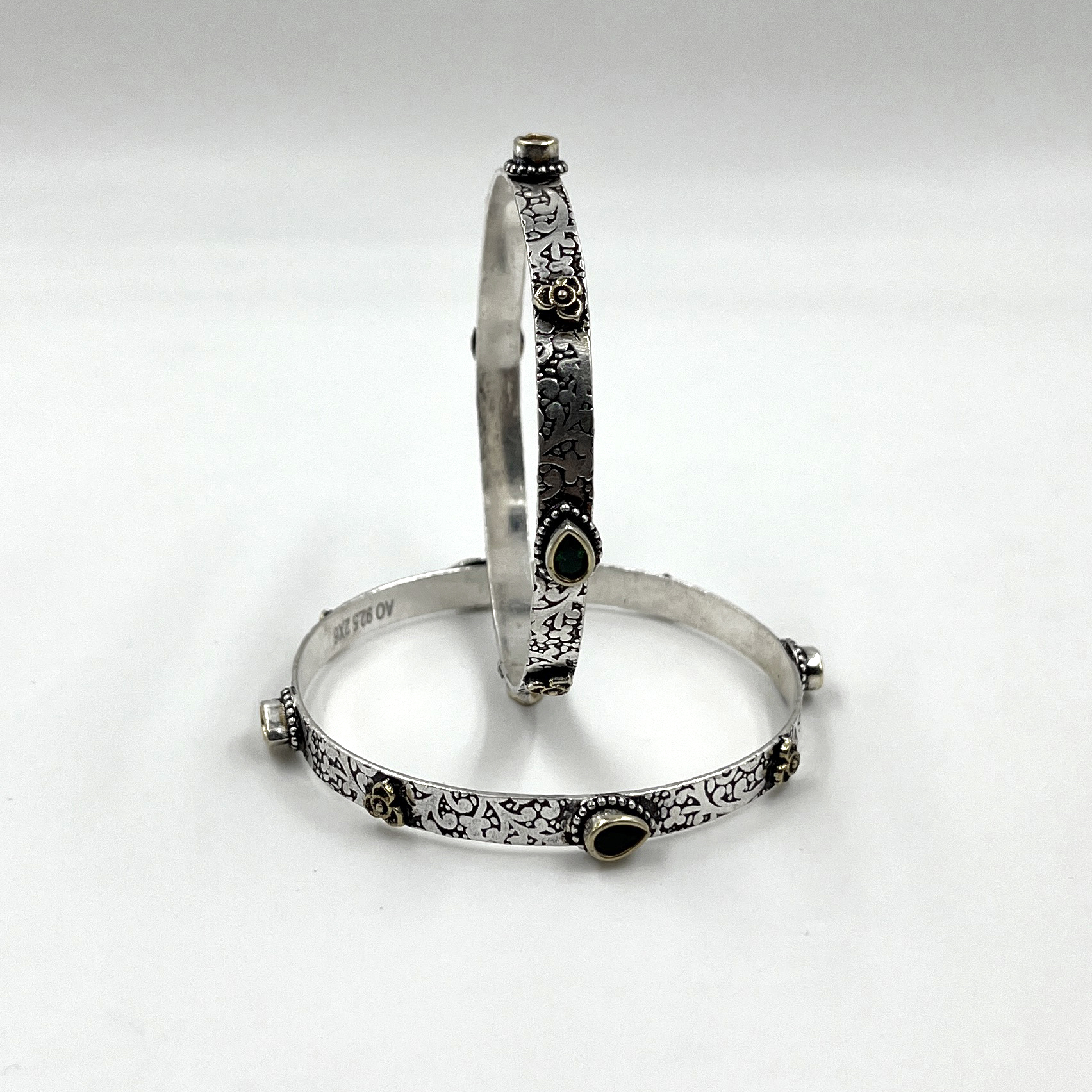 SATLAA Silver Silver Oxidised Mewara Bangles